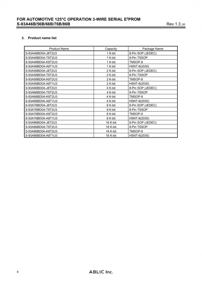 S-93A46B/56B/66B/76B/86B datasheet page 4