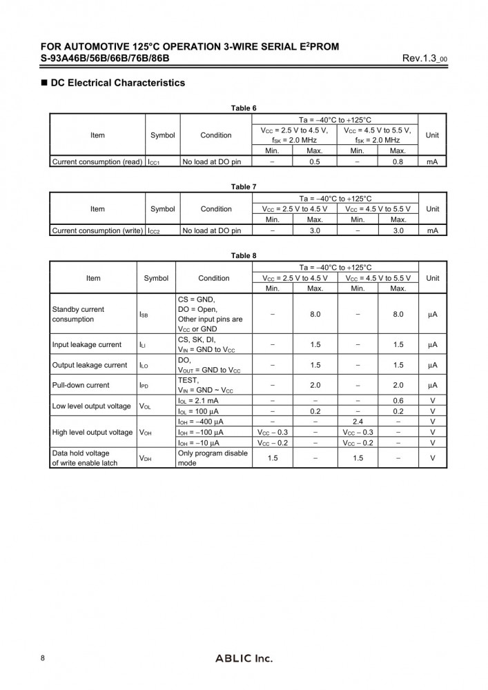 S-93A46B/56B/66B/76B/86B datasheet page 8