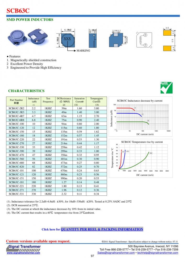 Bel Fuse SCB63C series technical document