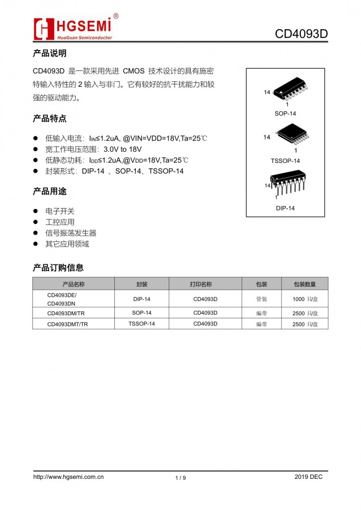 CD4093DMT/TR datasheet page 1
