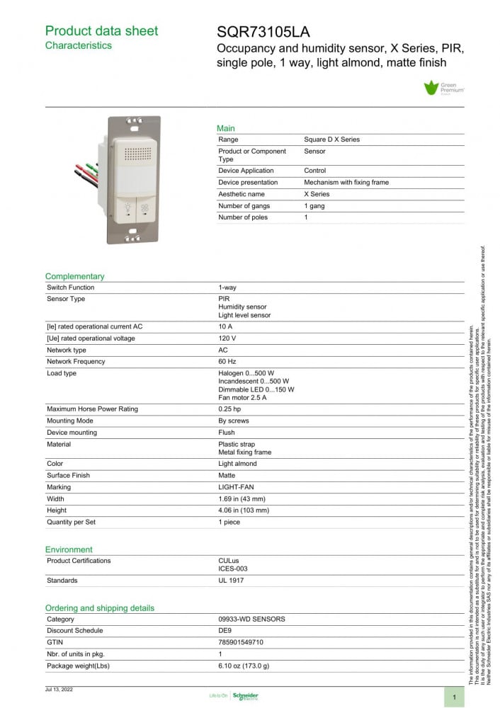 SQR73105LA technical document page 1