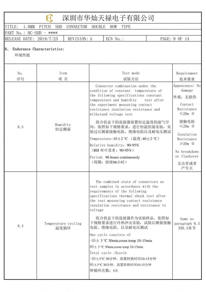 HC-SHD-T-05 specification page 9