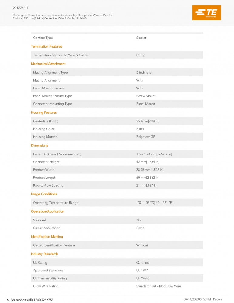 TE Connectivity 2212245-1 document page 2