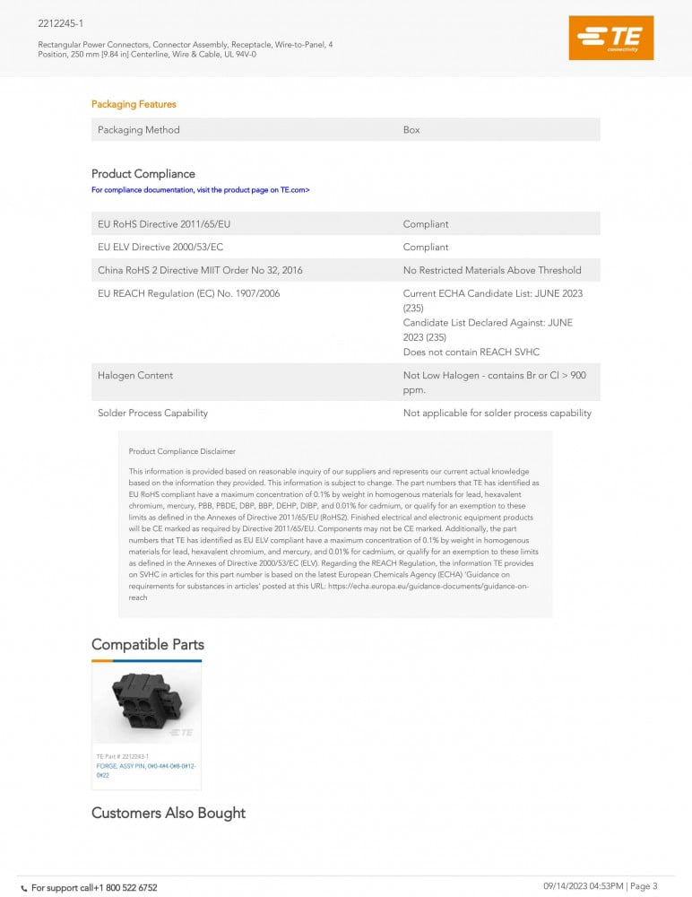 TE Connectivity 2212245-1 document page 3