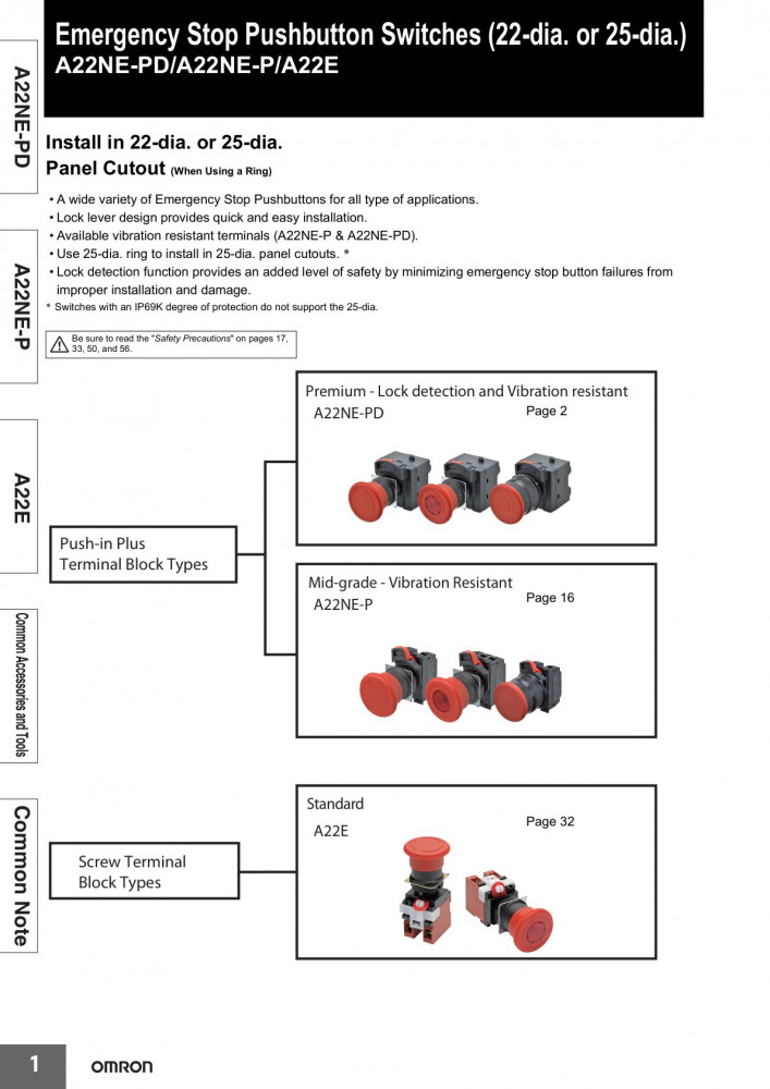 OMRON A22E technical document page 1
