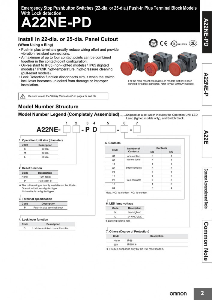 OMRON A22E technical document page 2