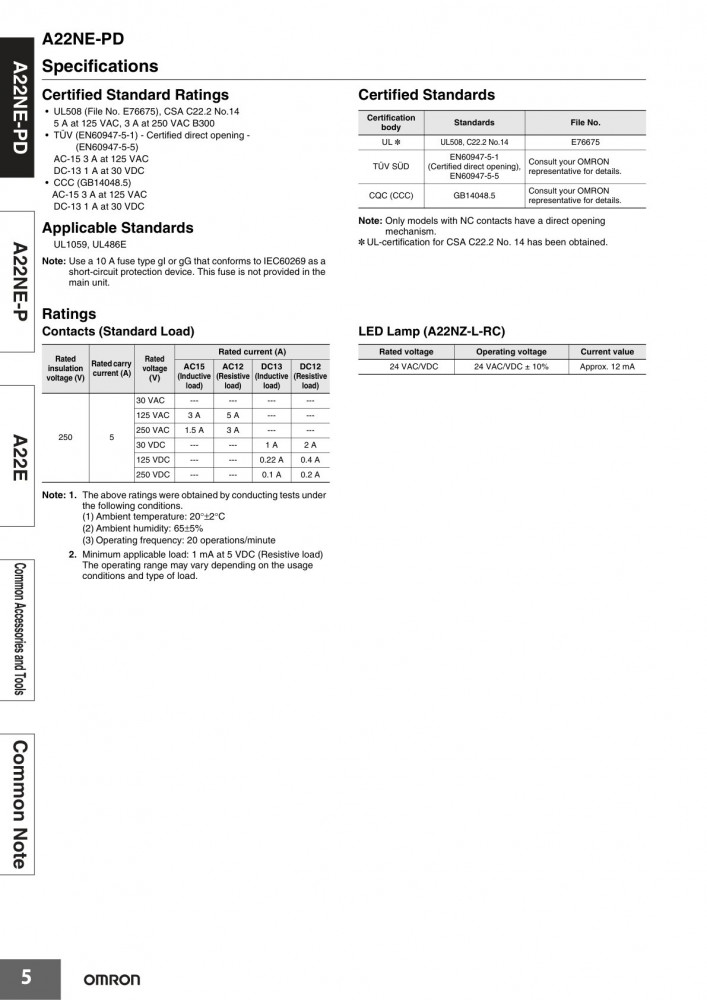 OMRON A22E technical document page 5