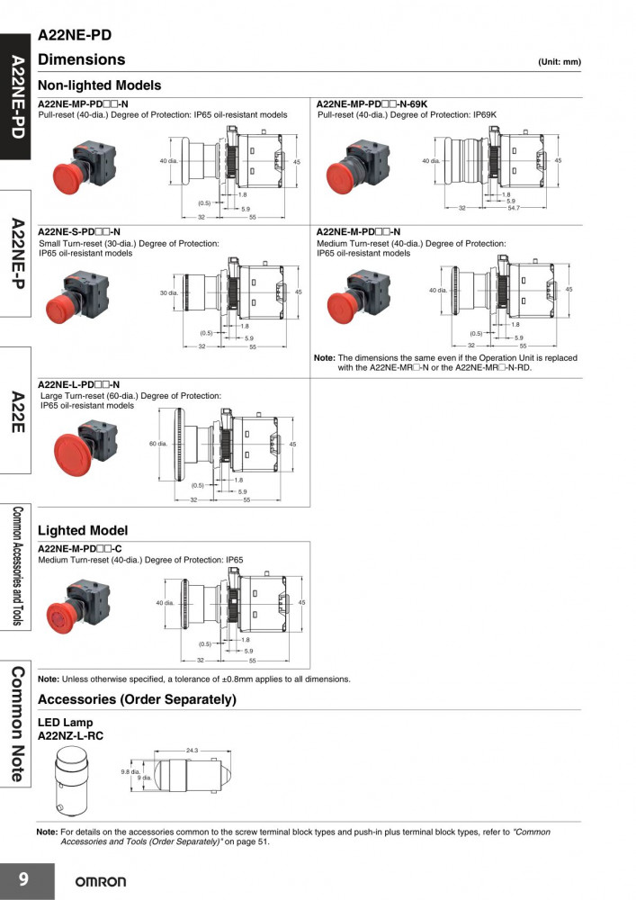 OMRON A22E technical document page 9