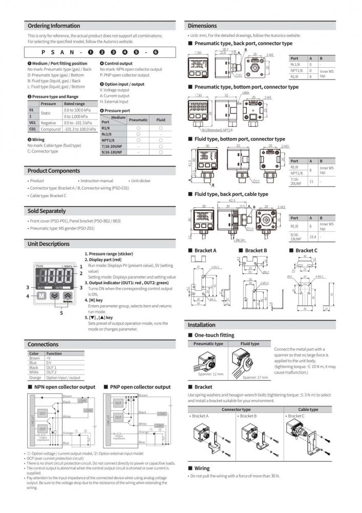 Autonics PSAN manual page 2