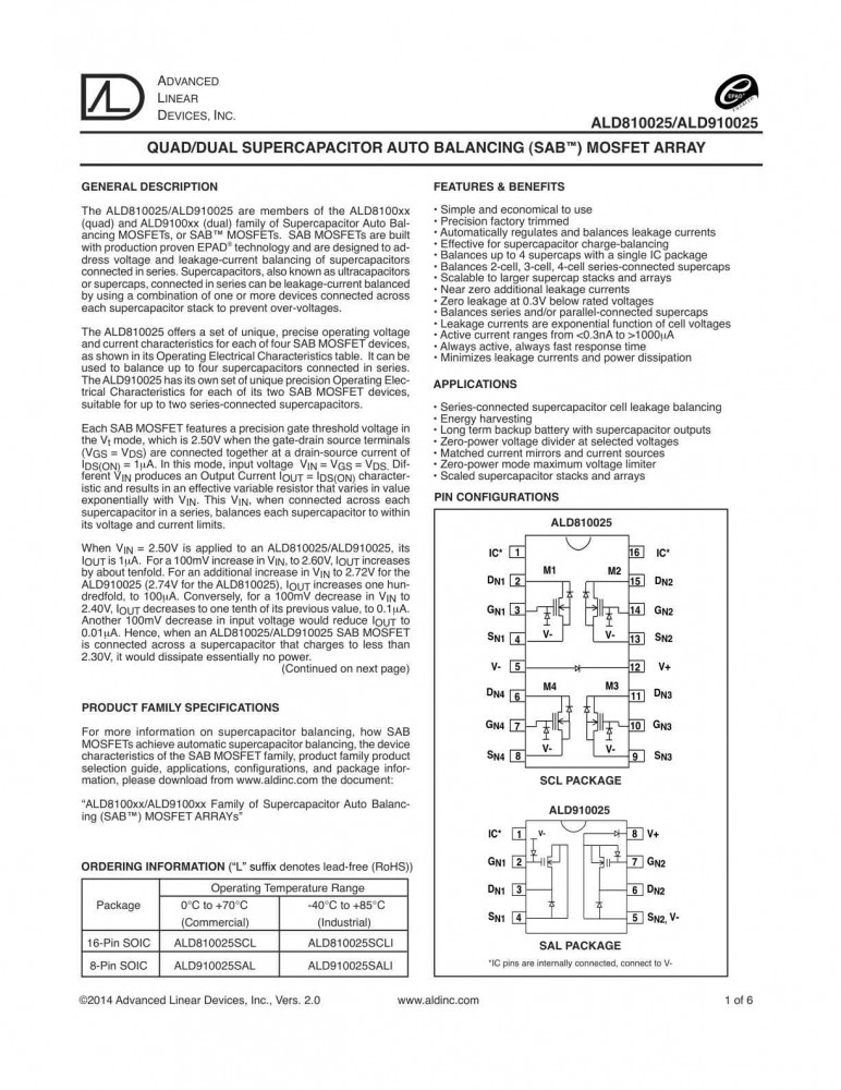 ALD810025SCL technical document page 1