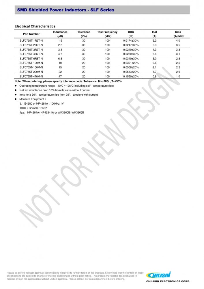 Chilisin SLF Series datasheet page 9