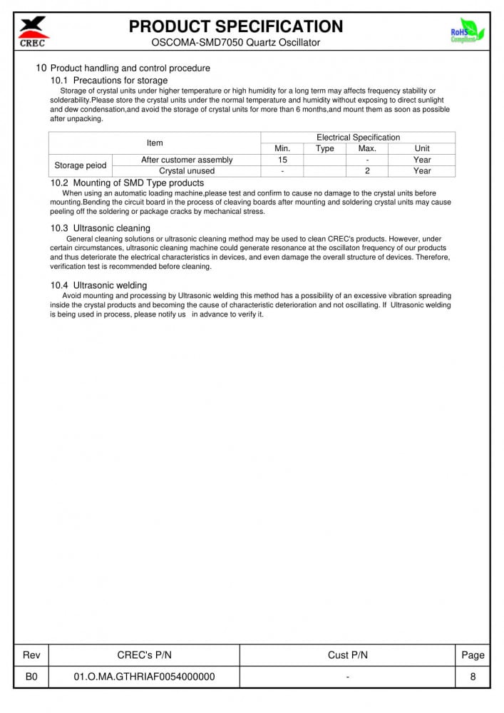 CREC product approval sheet page 9
