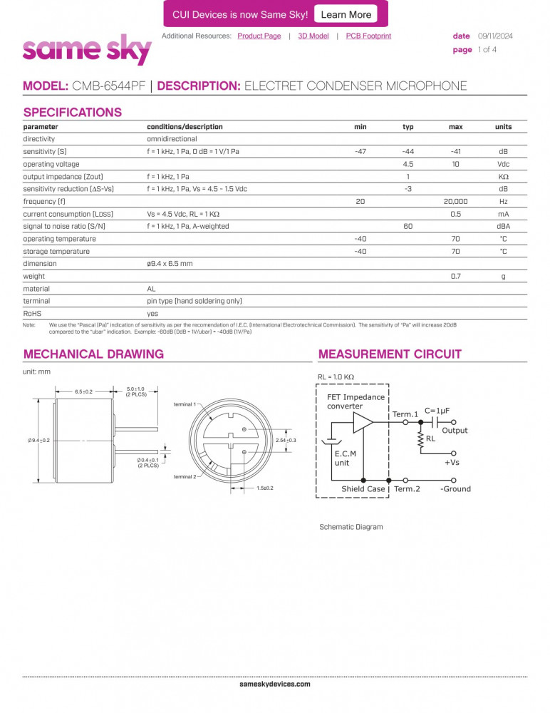 CMB-6544PF datasheet page 1