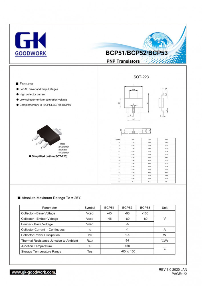 BCP53-16 datasheet page 1