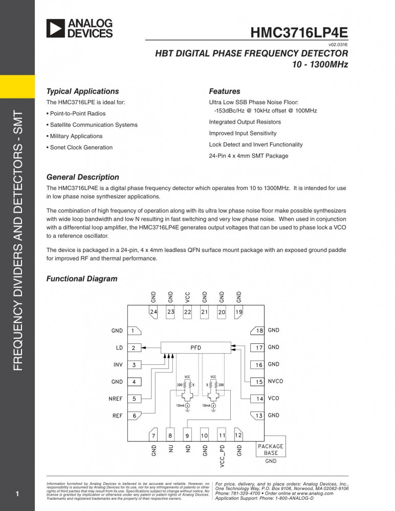 HMC3716LP4E datasheet page 1