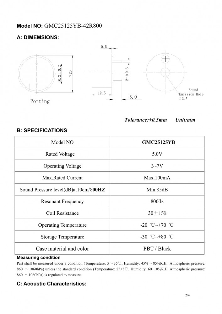 GMC25125YB-42R800 approval specification page 2