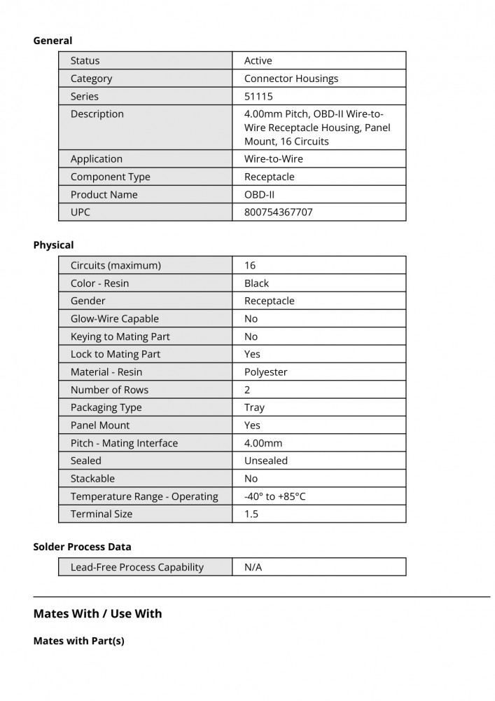 MOLEX 511151601 technical document image 2