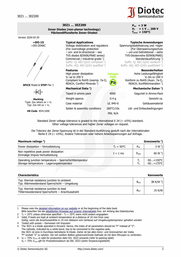 3EZ series datasheet page 1