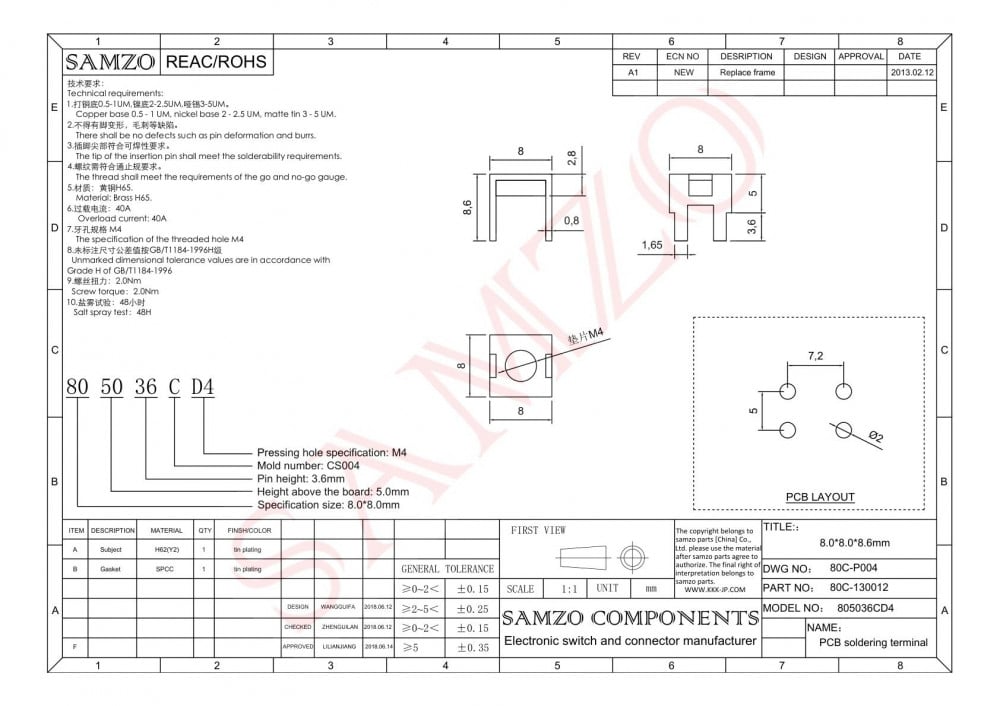 SAMZO 805036CD4 technical drawing
