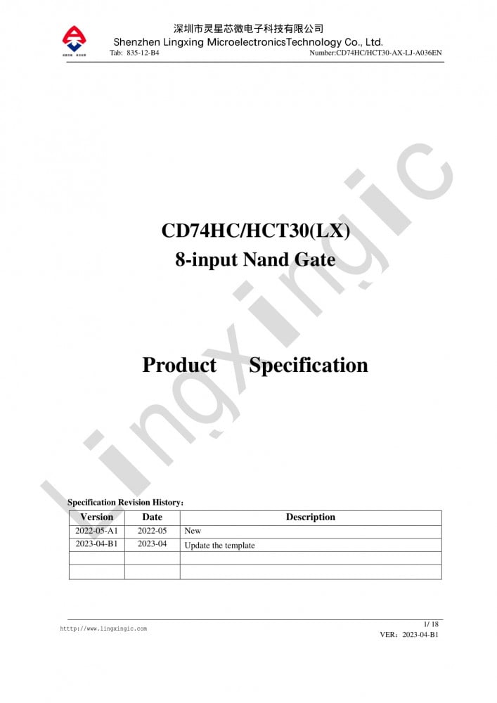 CD74HC30M(LX) datasheet page 1