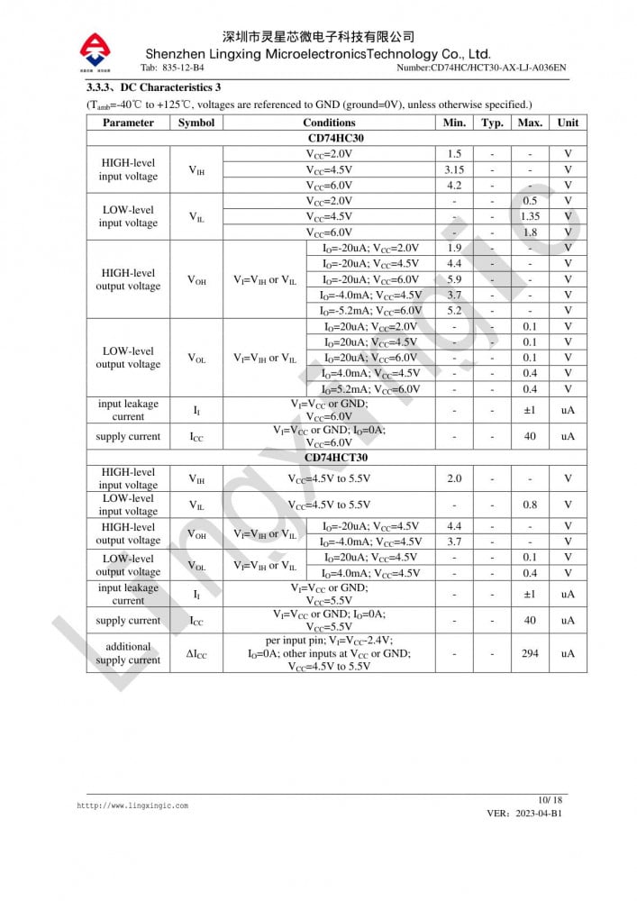 CD74HC30M(LX) datasheet page 10
