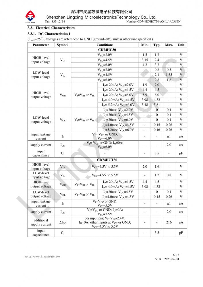CD74HC30M(LX) datasheet page 8