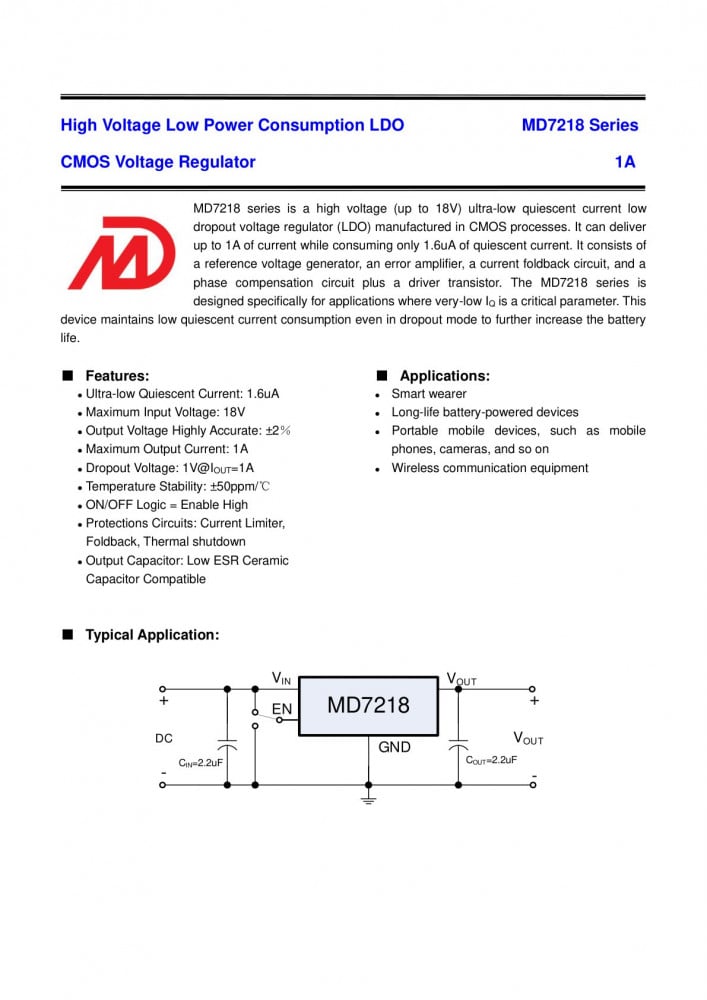 MD7218 datasheet page 1