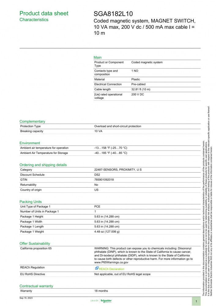 SGA8182L10 technical document preview