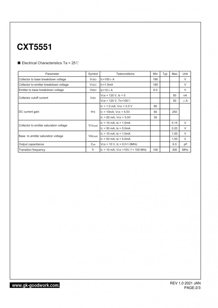 CXT5551 technical document page 2