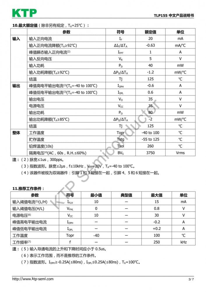 TLP155 technical document page 3