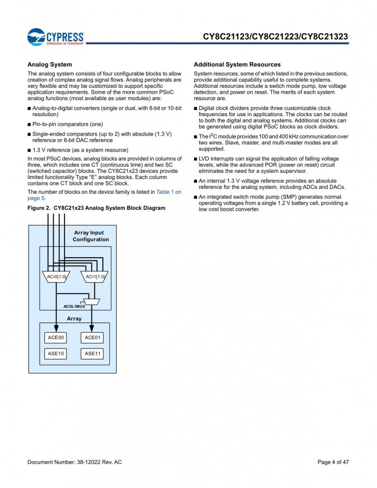 CY8C21123 datasheet page 4