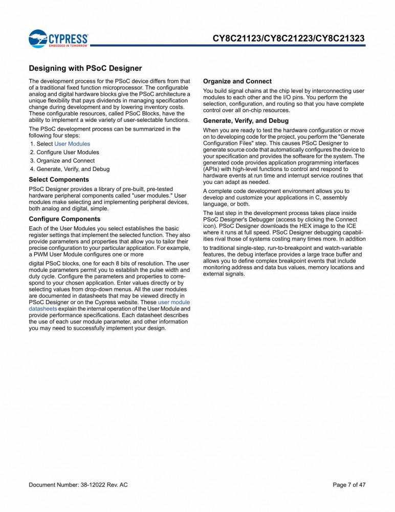 CY8C21123 datasheet page 7