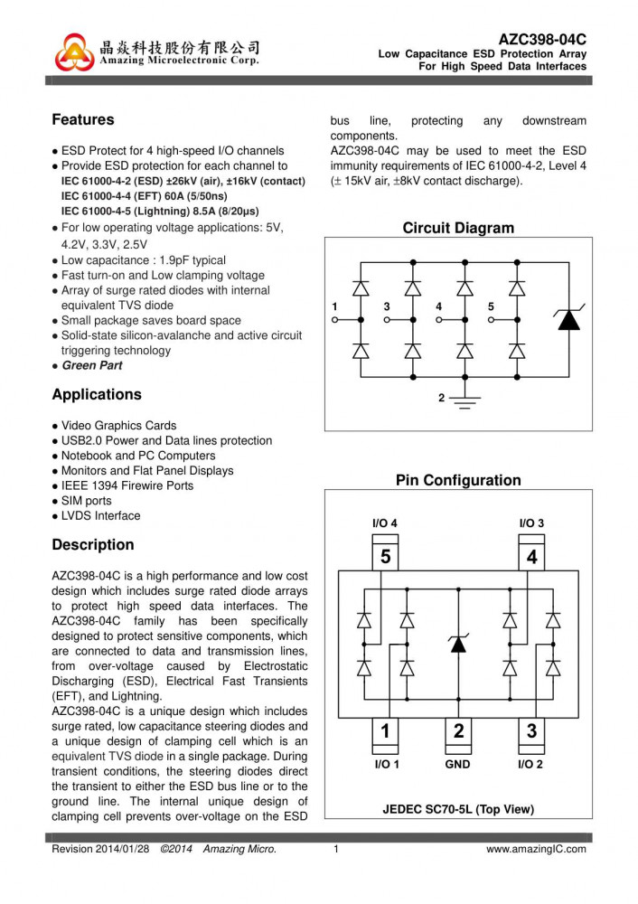 AZC398-04C datasheet page 1