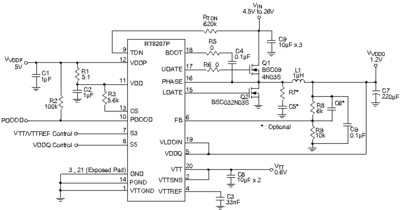 RT8207P - Complete DDRII/DDRIII/Low-Power DDRIII/DDRIV/Low-Power DDRIV Memory Power Supply Controller for sale