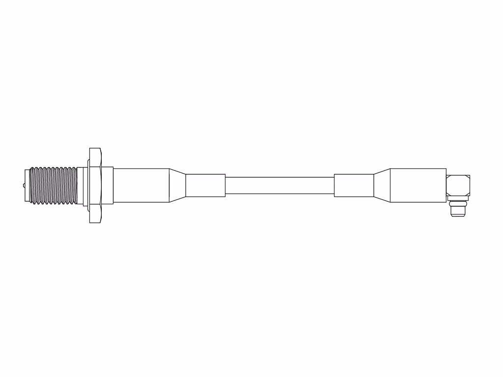 FAKRA Straight Jack Code D-to-MCRF, 1.32mm Cable, 114.30mm Length, 50 Ohms
