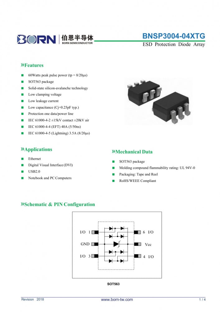 BNSP3004-04XTG datasheet page 1