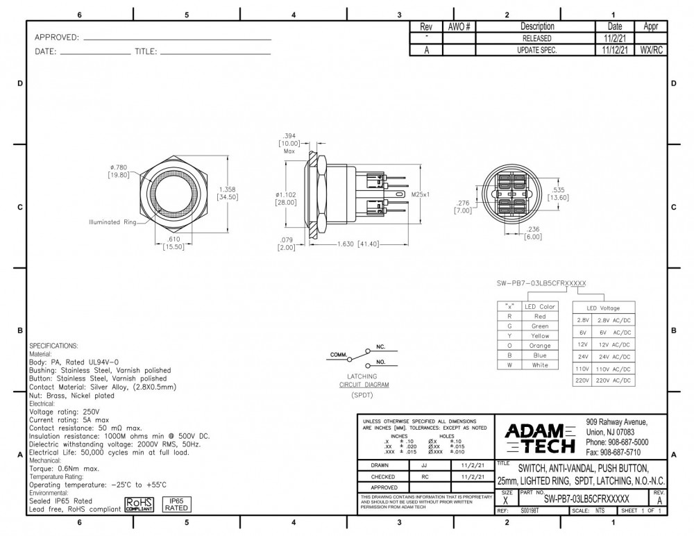 ADAM TECH SW-PB7-03LB5CFRXXXXX product drawing preview