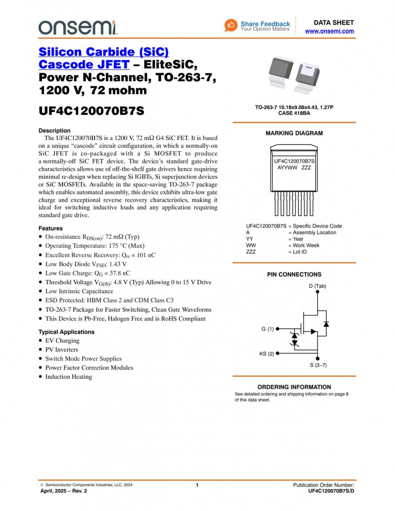 UF4C120070B7S datasheet page 1