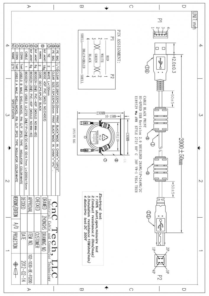CNC Tech 102-1030-BE-F0200 technical drawing
