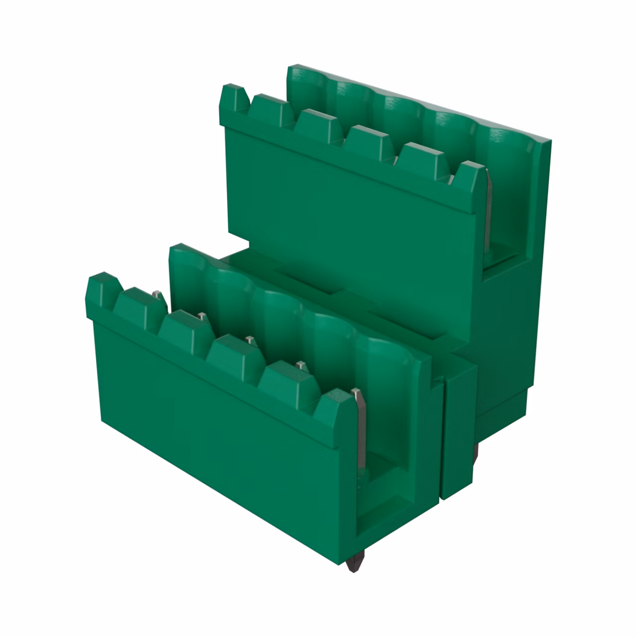5.00mm Pitch Eurostyle Vertical Dual Level PCB Header, Open Ends, Green Housing, 10 Circuits for sale