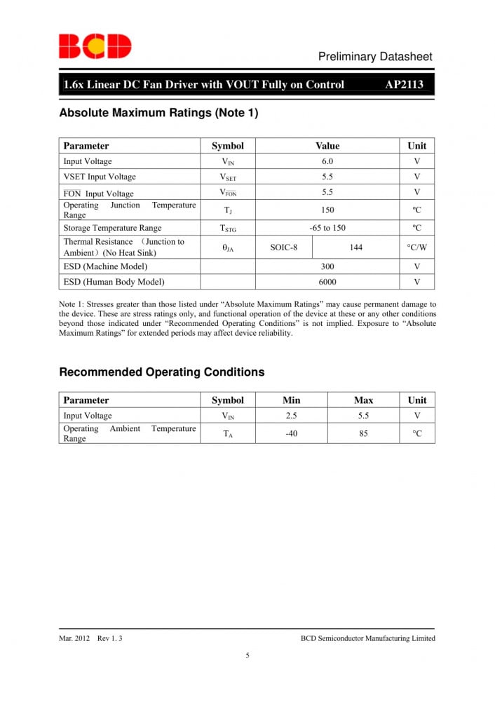 AP2113 datasheet page 5