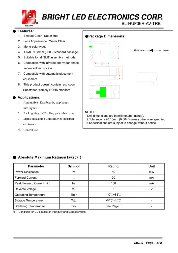 BL-HUF36R-AV-TRB datasheet page 1