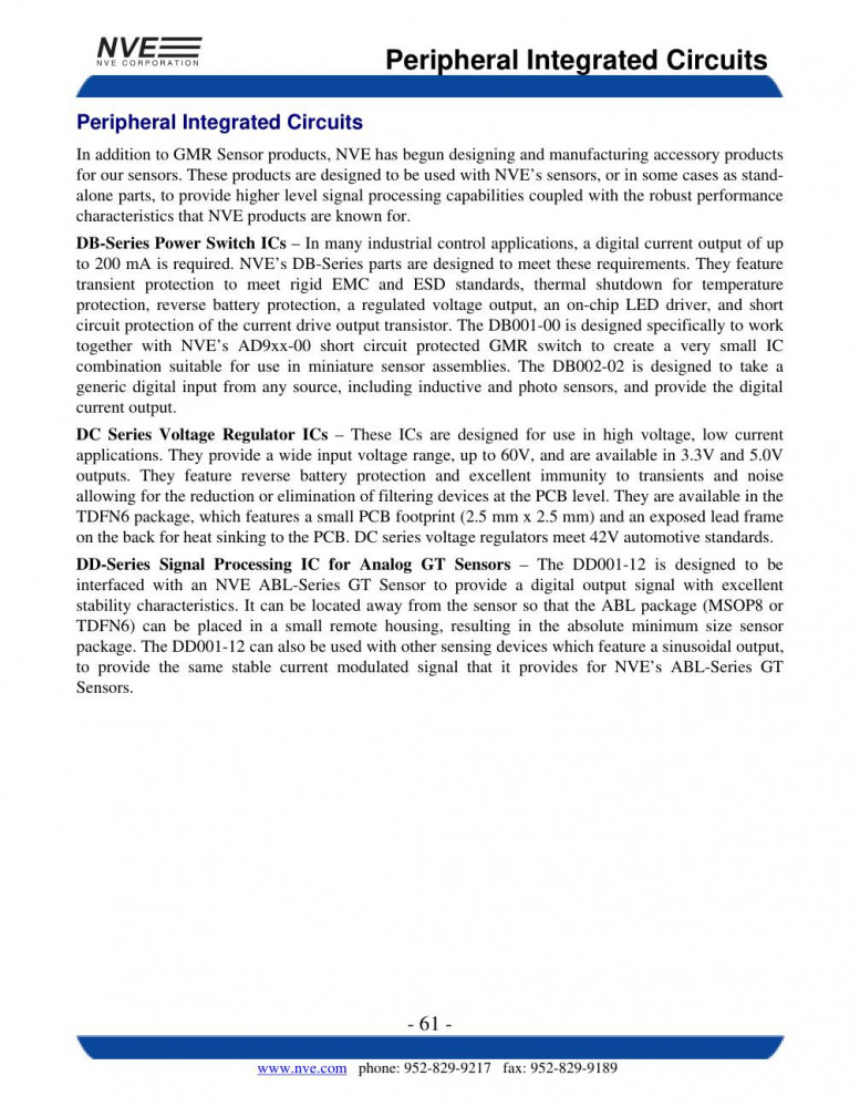NVE DB002-02E documentation page 1