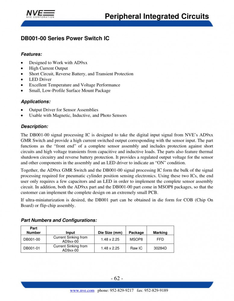 NVE DB002-02E documentation page 2