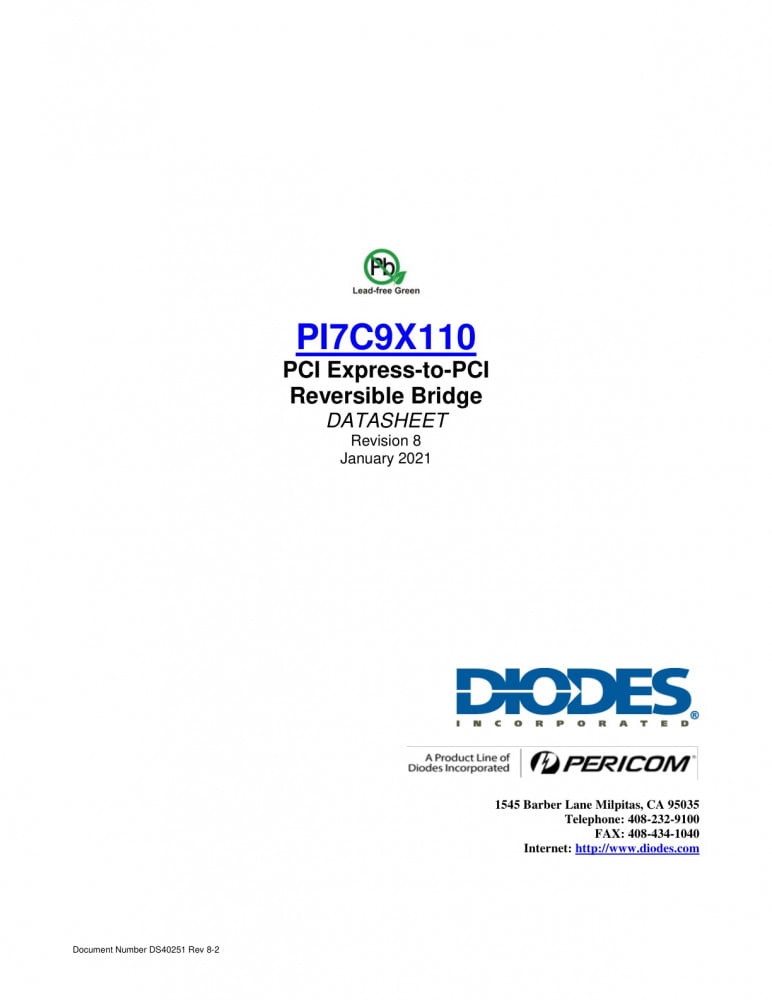PI7C9X110 datasheet page 1