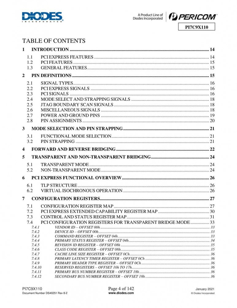PI7C9X110 datasheet page 4