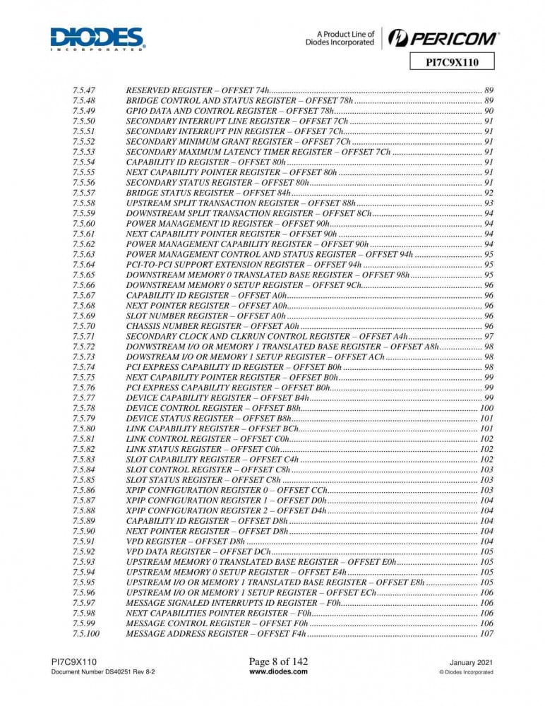 PI7C9X110 datasheet page 8