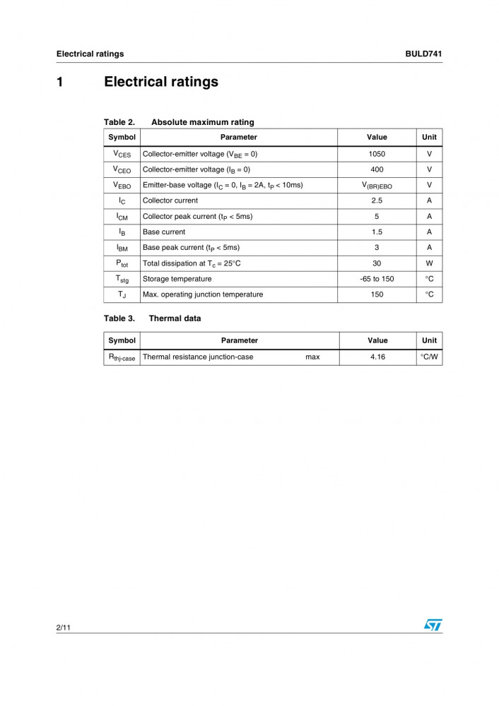 BULD741T4 datasheet page 2