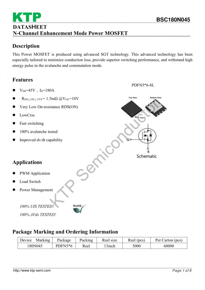 BSC180N045 datasheet page 1