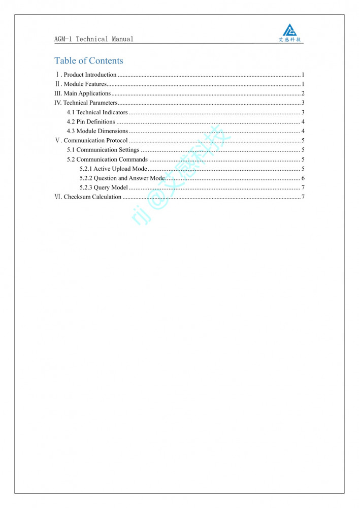 AGM001 technical manual page 2